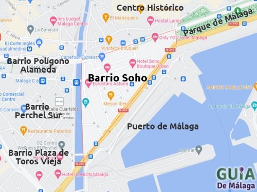 Barrio Soho o Soho de Málaga, también llamado Barrio de las Artes